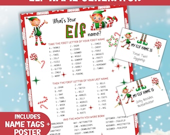 Whats Your Elf Name Christmas Game, Fun Name Generator Activity ...