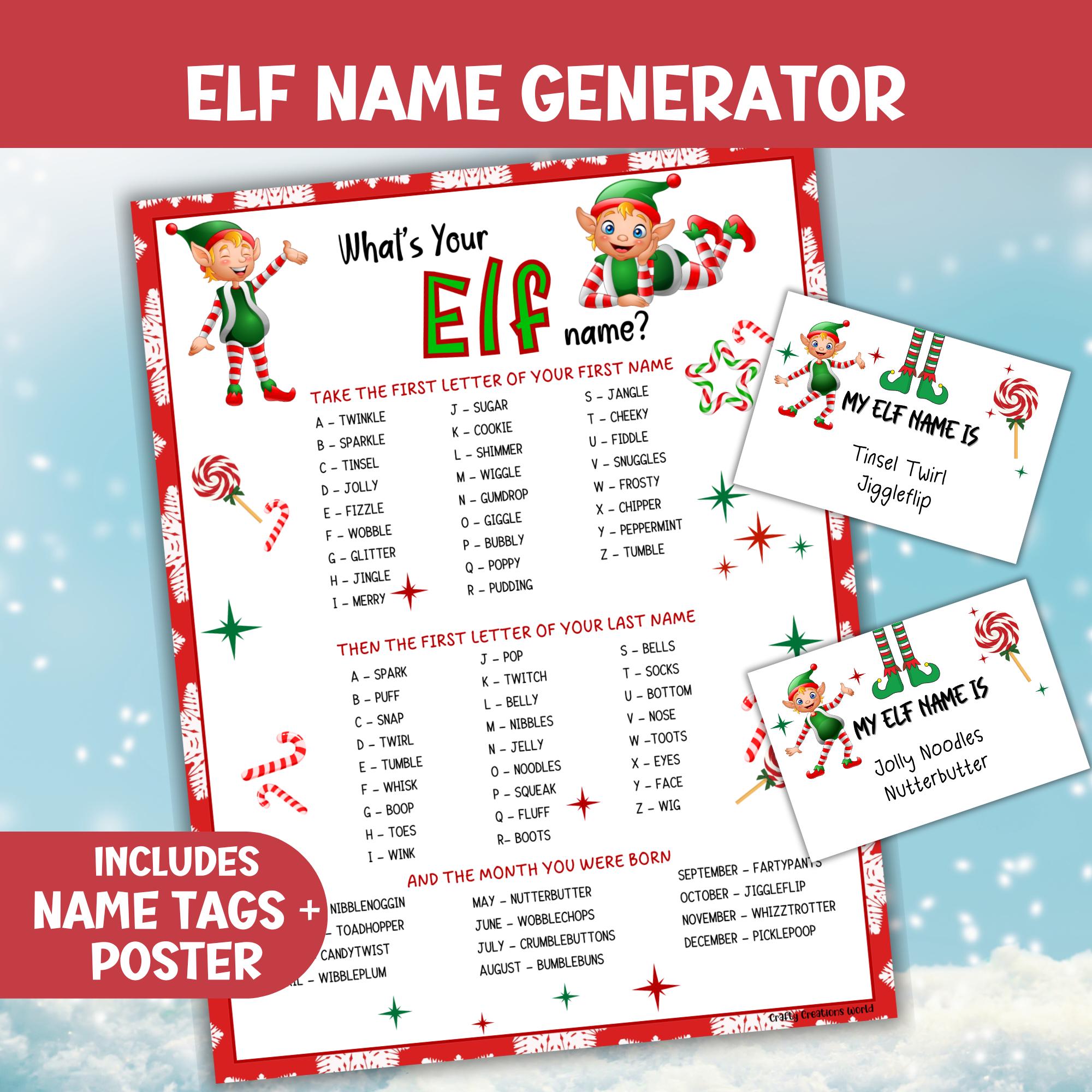 Whats Your Elf Name Christmas Game, Fun Name Generator Activity ...