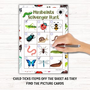 Minibeasts Scavenger Hunt for Kids, Indoor or Outdoor School Holiday ...