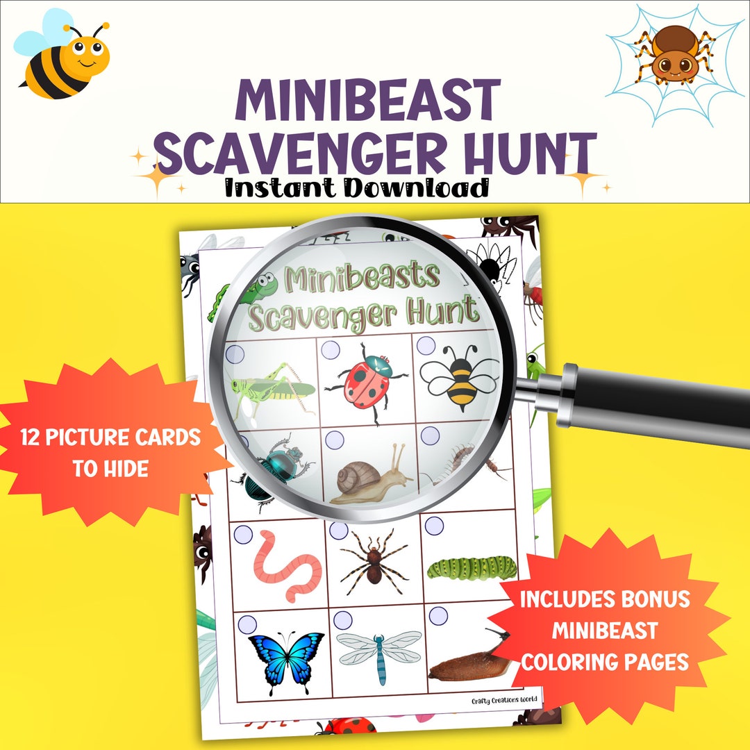 Minibeasts Scavenger Hunt for Kids, Indoor or Outdoor Creatures Search ...