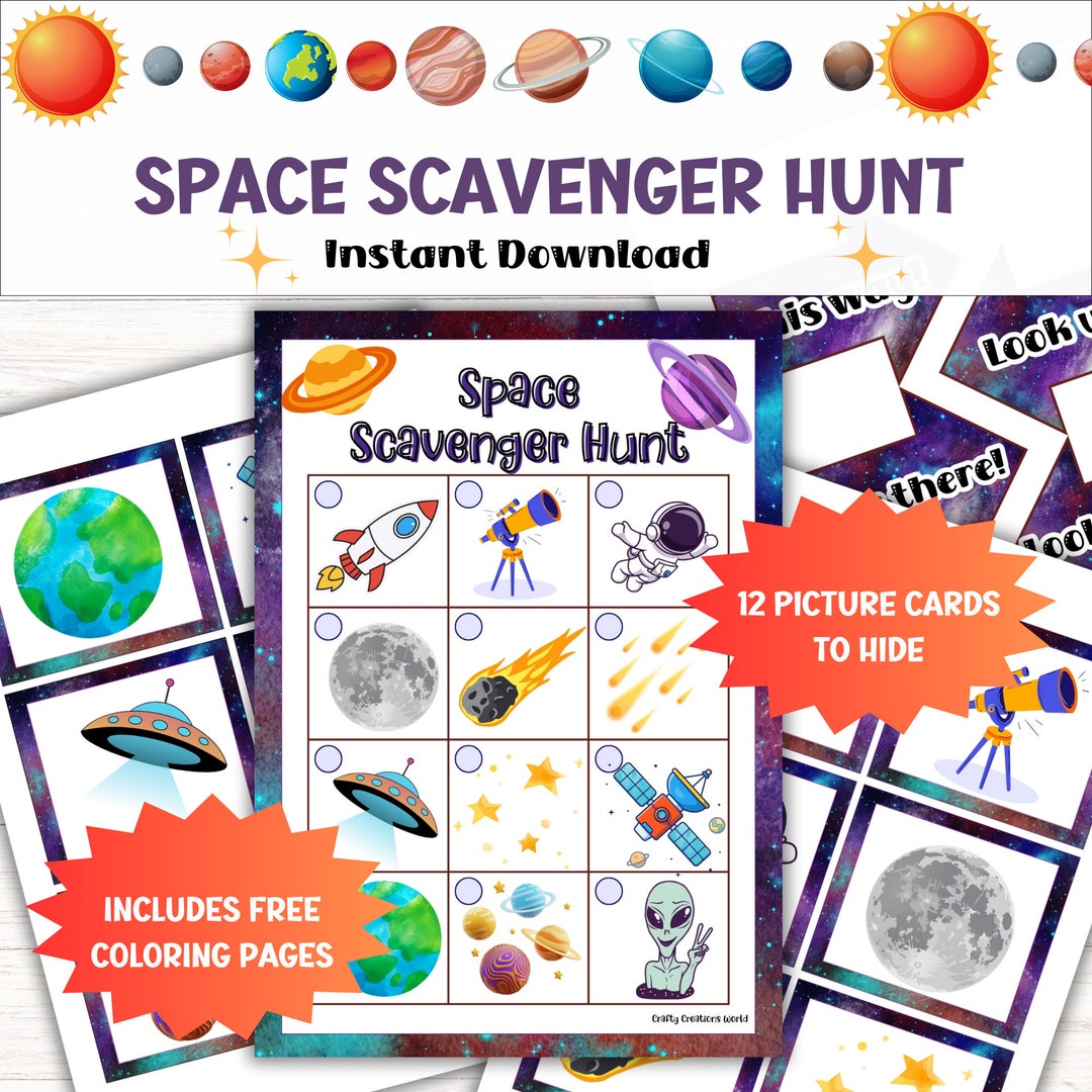 Outer Space Scavenger Hunt for Kids, Indoor or Outdoor School Holiday ...