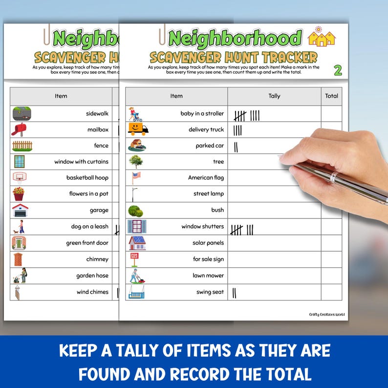 Neighborhood Scavenger Hunts Printable Set for Kids, Local Outdoor ...