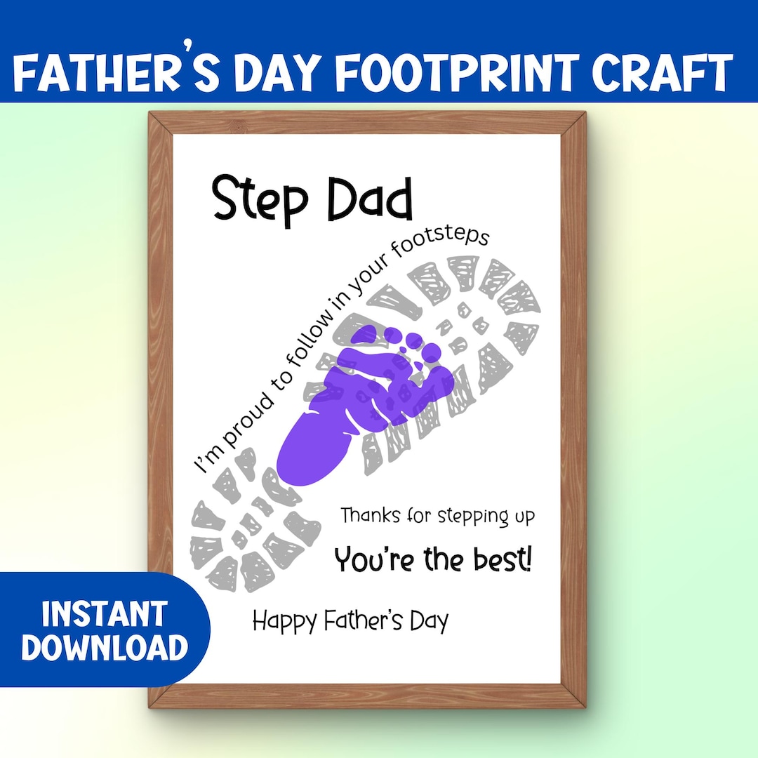 Fathers Day Gift for Step Dad, Footprint Art, DIY Card for Stepdad ...