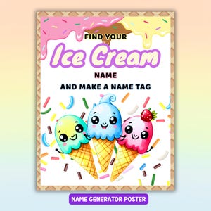 What’s Your Ice Cream Name Game, Summer Party Activity, Printable Name ...