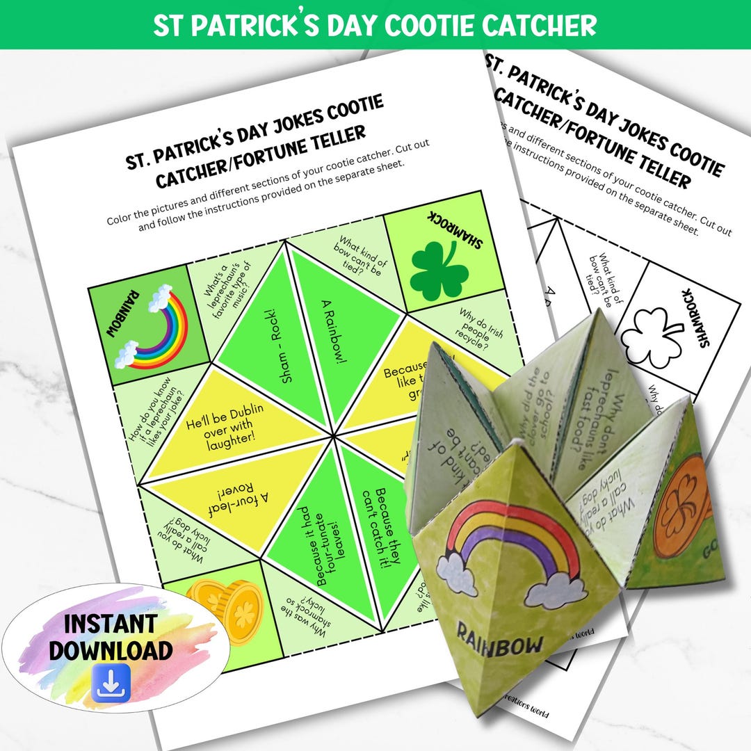 St Patrick's Day Joke Teller, Printable Cootie Catcher, Fortune Teller ...