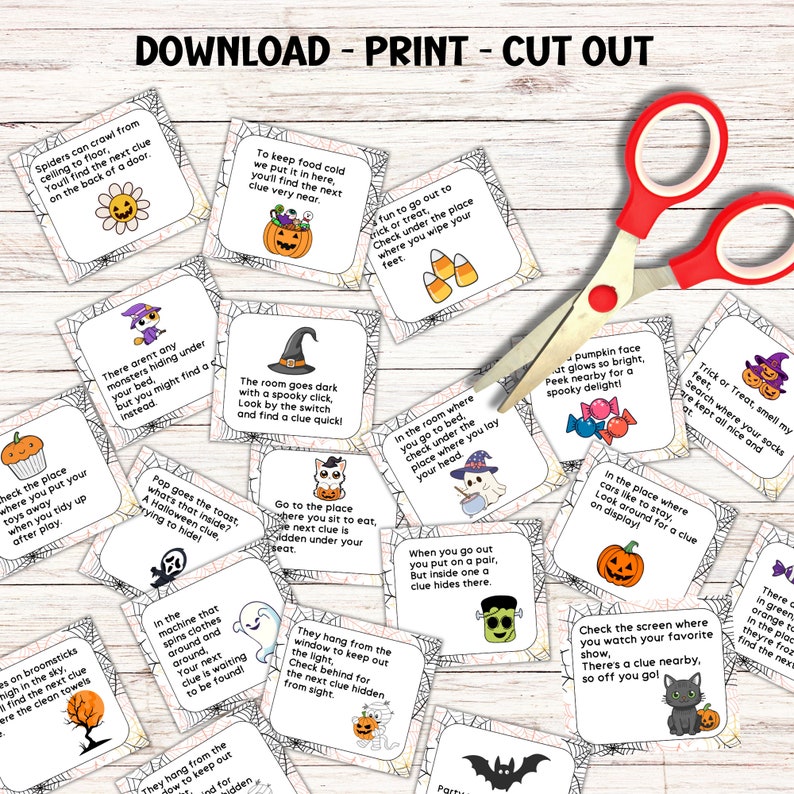 Halloween Treasure Hunt for Kids Printable Party Game, Indoor Childrens ...