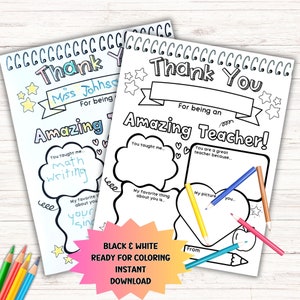 Teacher Appreciation Printable, Thank You Teacher Gift, Kids Education ...