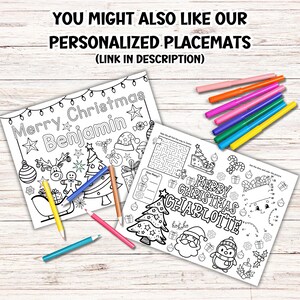 Christmas Placemat, Coloring Activity Sheet, Party Table Decor for Kids ...