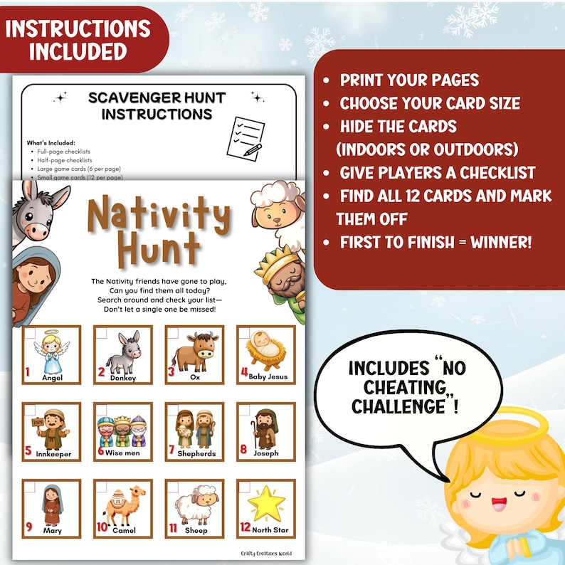 Nativity Hunt Party Game Printable, Christmas Scavenger Hunt for Kids ...