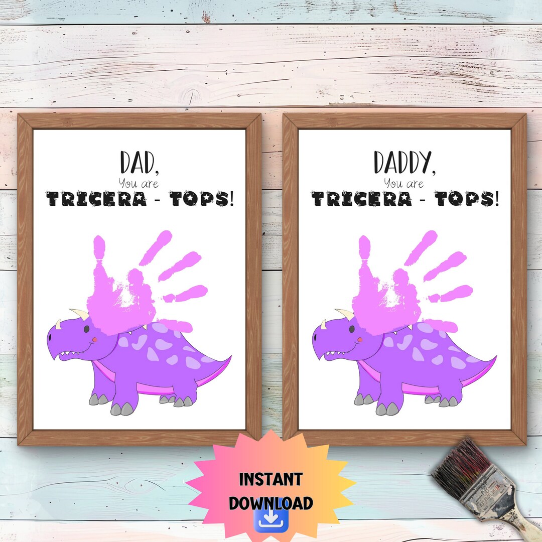 Fathers Day Gift, Dinosaur Handprint Art Kit, DIY Printable for Kids ...