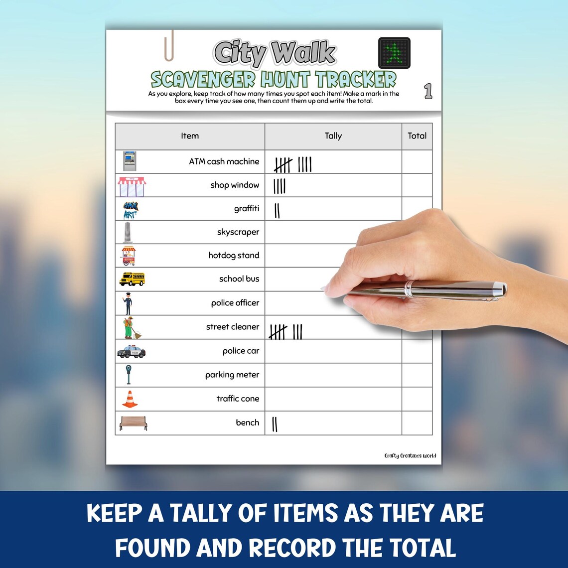 City Walk Scavenger Hunt Printable for Kids, Urban Adventure Game ...