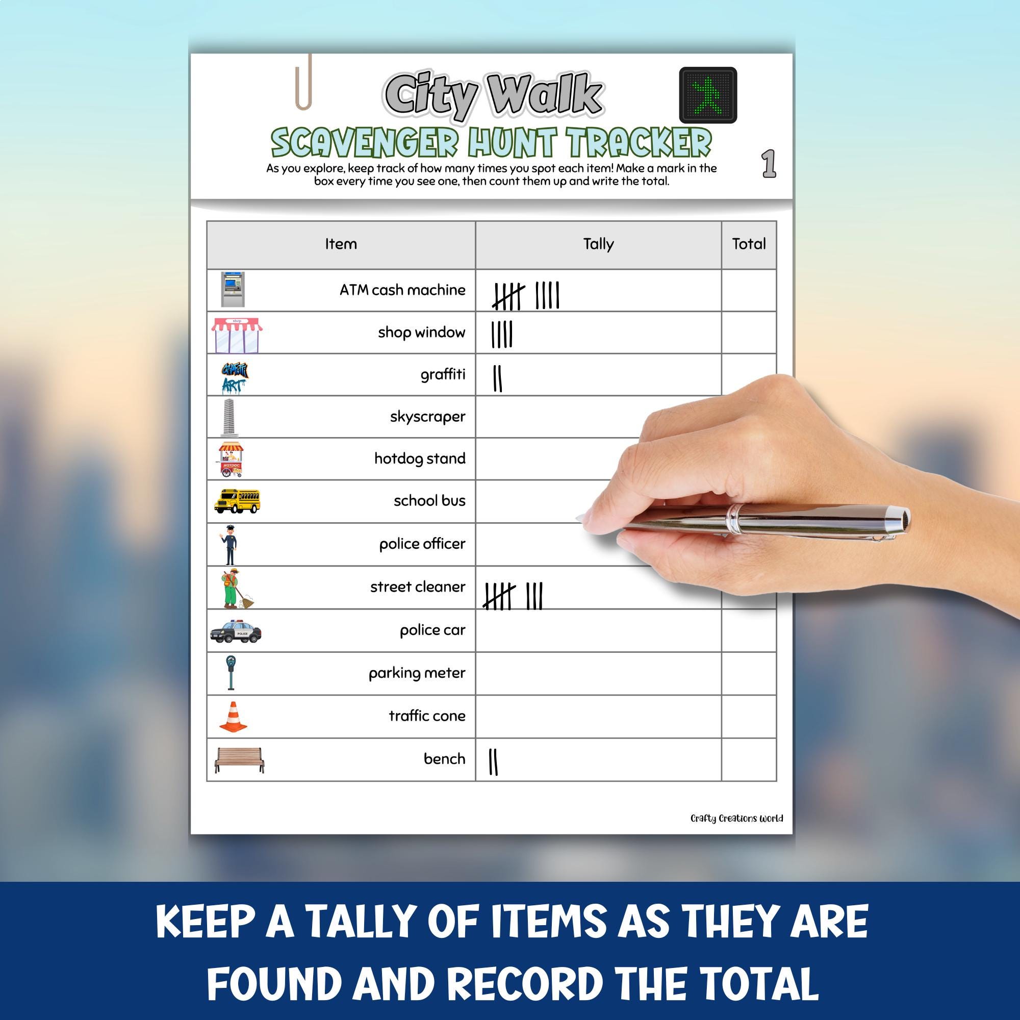 City Walk Scavenger Hunt Printable for Kids, Urban Adventure Game ...