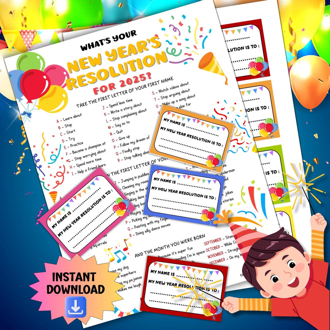 Whats Your New Year's Resolution Game for Kids, New Year Party Game ...