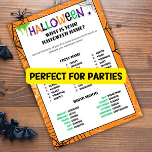 What's Your Halloween Name Party Game, Fun Family Activity, Social ...