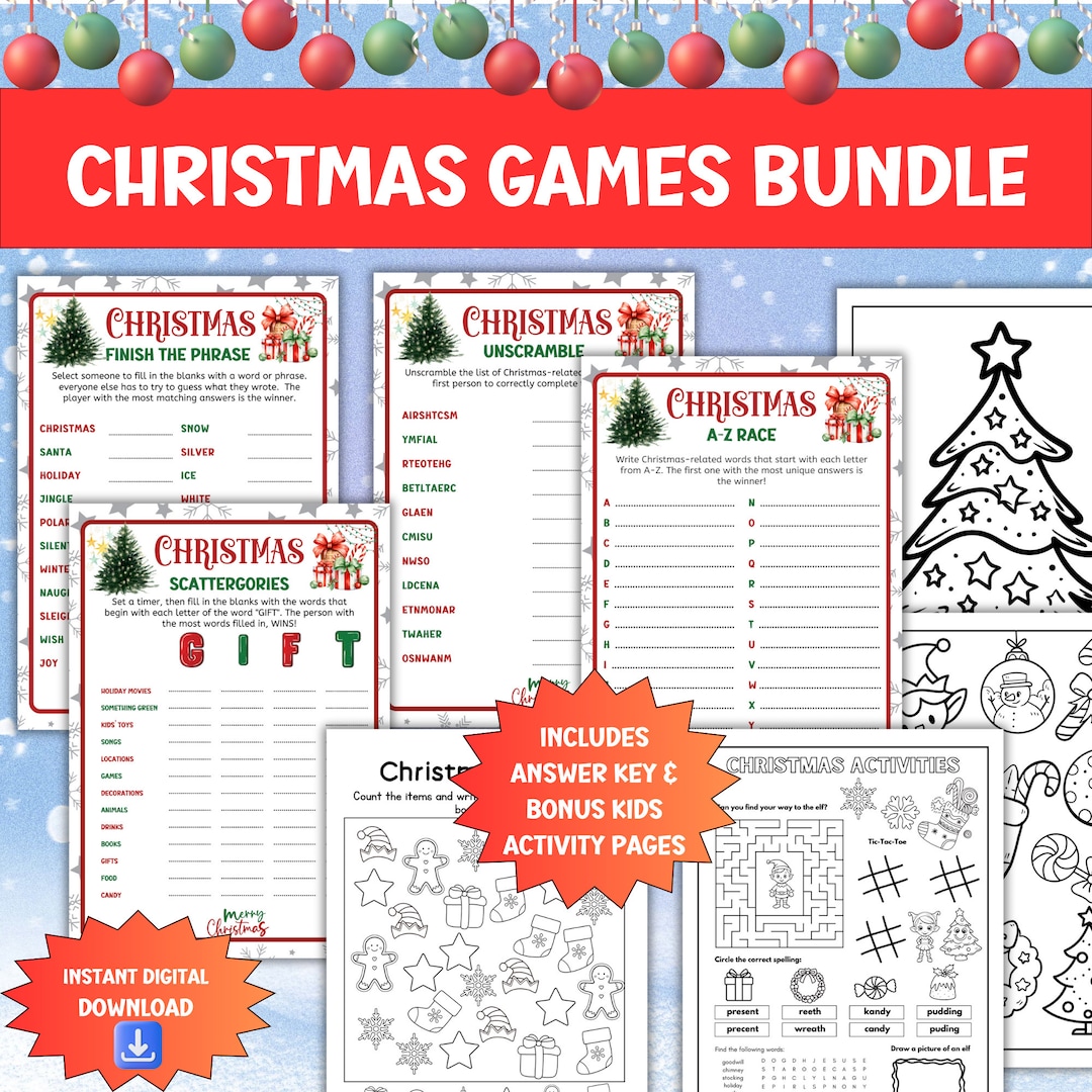Christmas Party Game Bundle, Fun Family Activity, Festive Ice-breaker ...