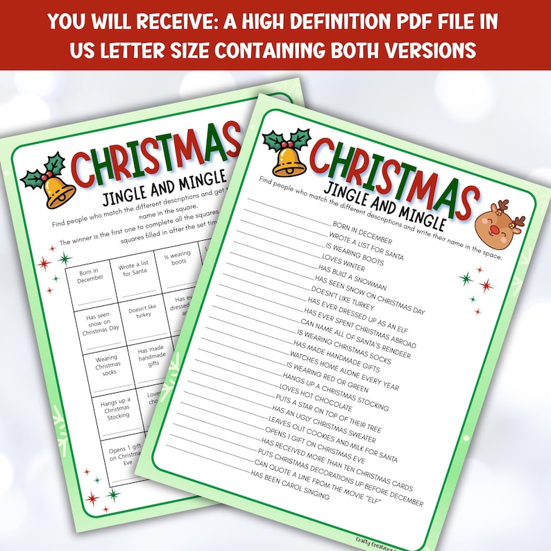 Christmas Party Game, Jingle and Mingle, Find Someone Who, Ice-breaker ...