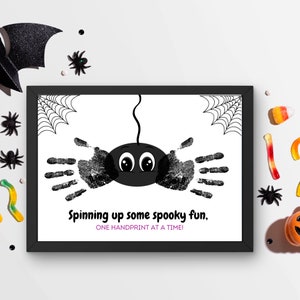 Halloween Handprint Art Activity, Cute Spider DIY Craft, Toddler Kids ...