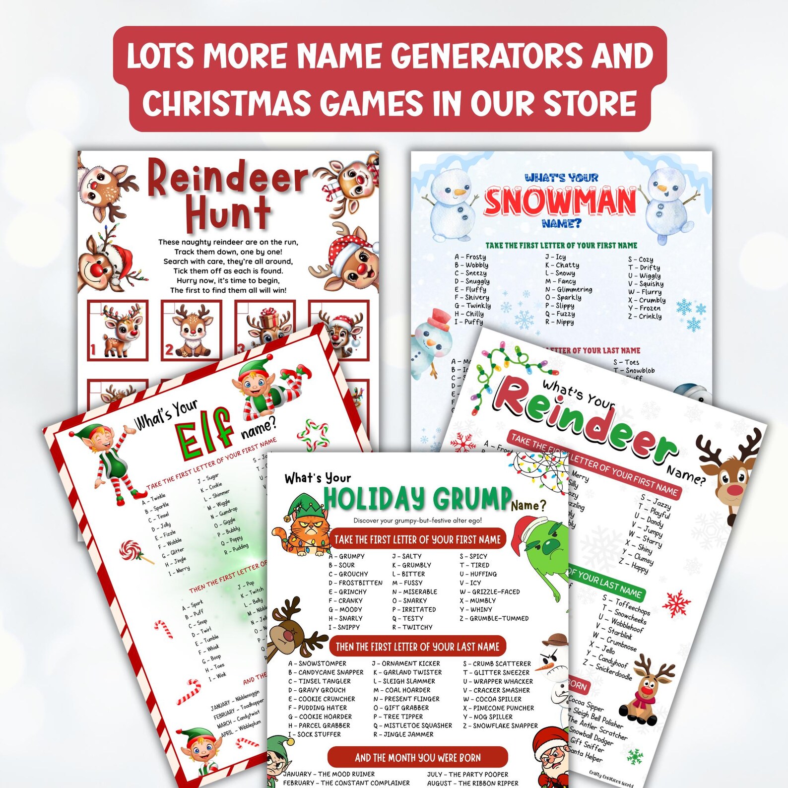 Ugly Sweater Name Generator, Christmas Printable Game for Kids, What's ...