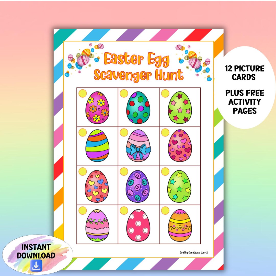 Easter Egg Scavenger Hunt, Printable Hide & Seek Game, Kids Picture ...