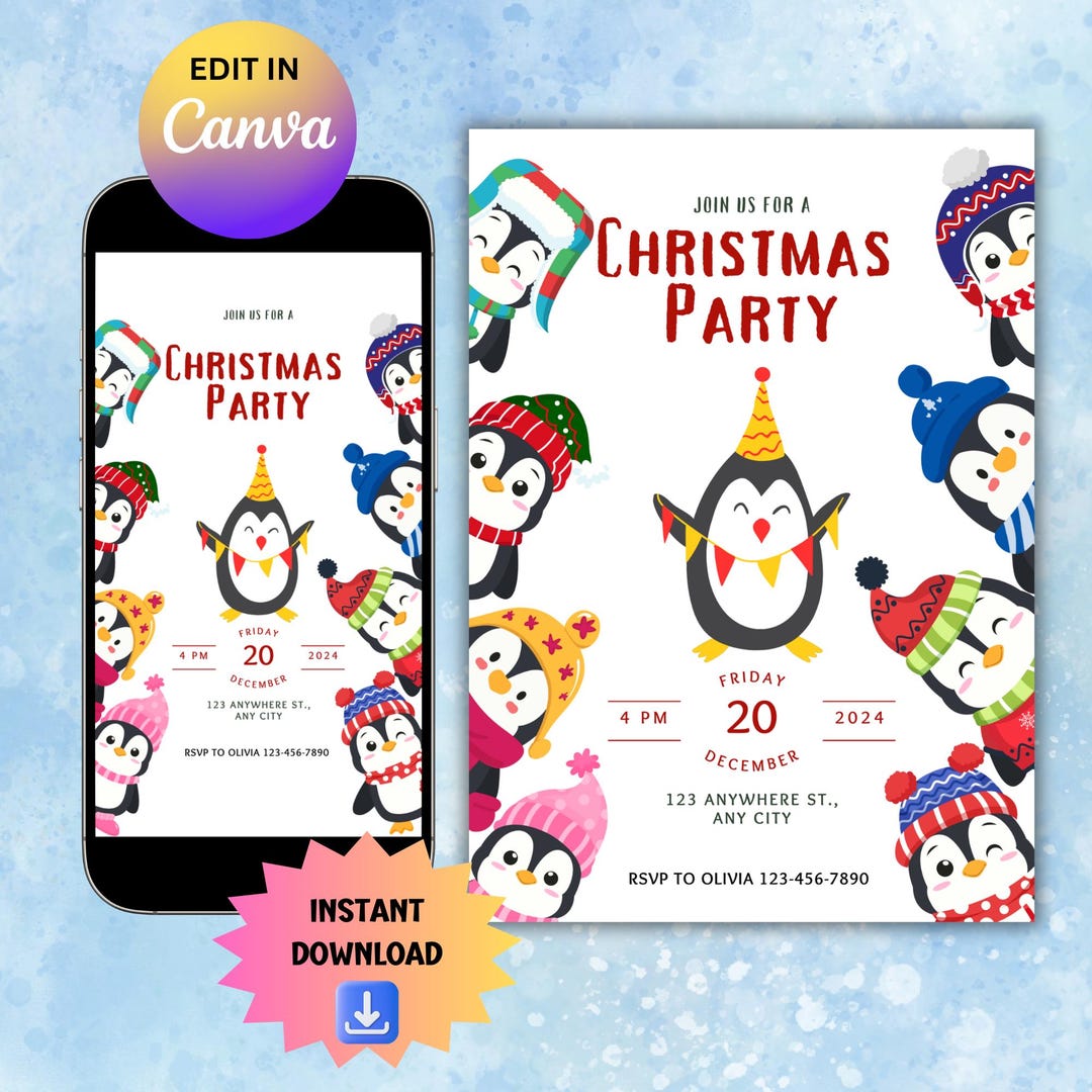 Editable Christmas Party Invitation, Digital Phone Message Evite ...