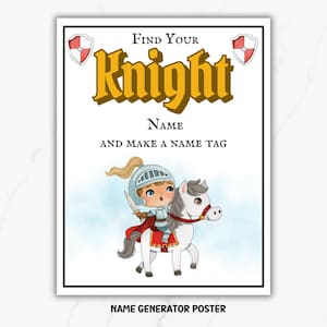 What’s Your Knight Name Party Game, Medieval-themed Activity, Printable ...