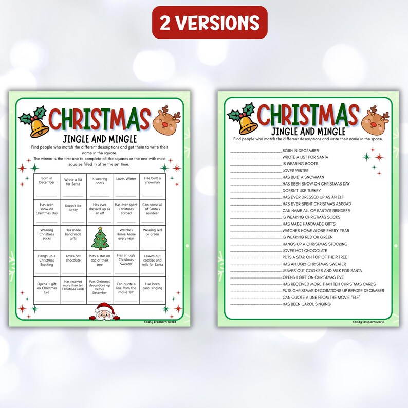 Christmas Party Game, Jingle and Mingle, Find Someone Who, Ice-breaker ...