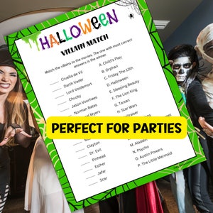 Halloween Match the Villains Game, Fun Family Activity, Social Event ...