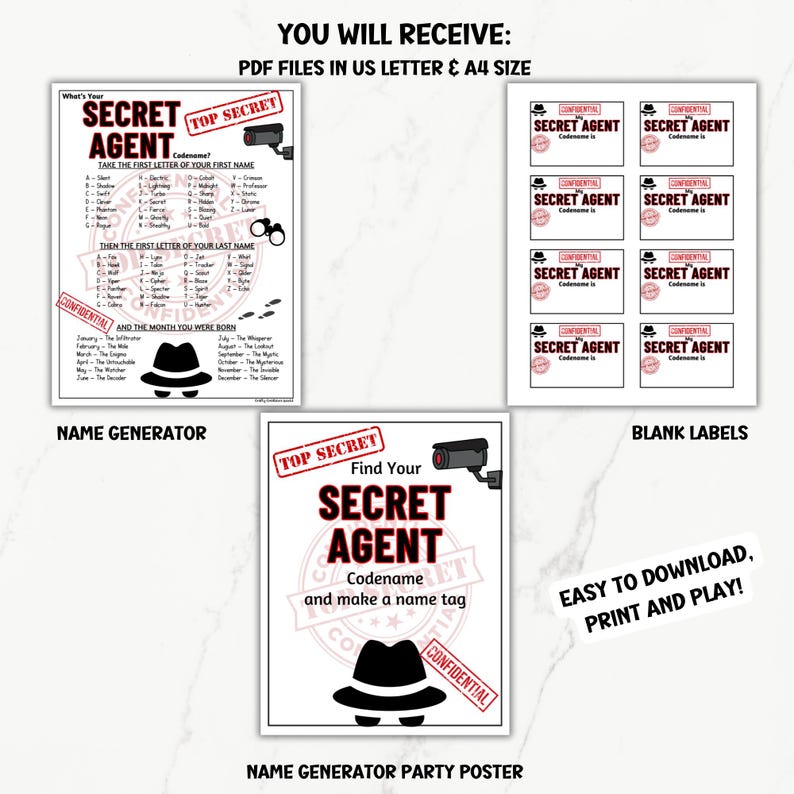What's Your Secret Agent Name, Spy Codename Generator Game, Mystery ...