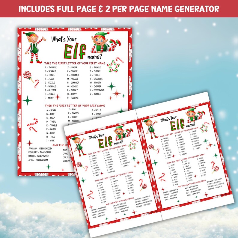Whats Your Elf Name Christmas Game, Fun Name Generator Activity ...