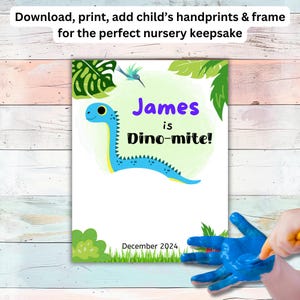 Editable Dinosaur Handprint Art Bundle, Personalized Printable for Kids ...
