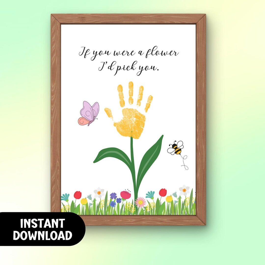 Flower Handprint Art, Keepsake Instant Gift for Mom, Grandma, Kids ...