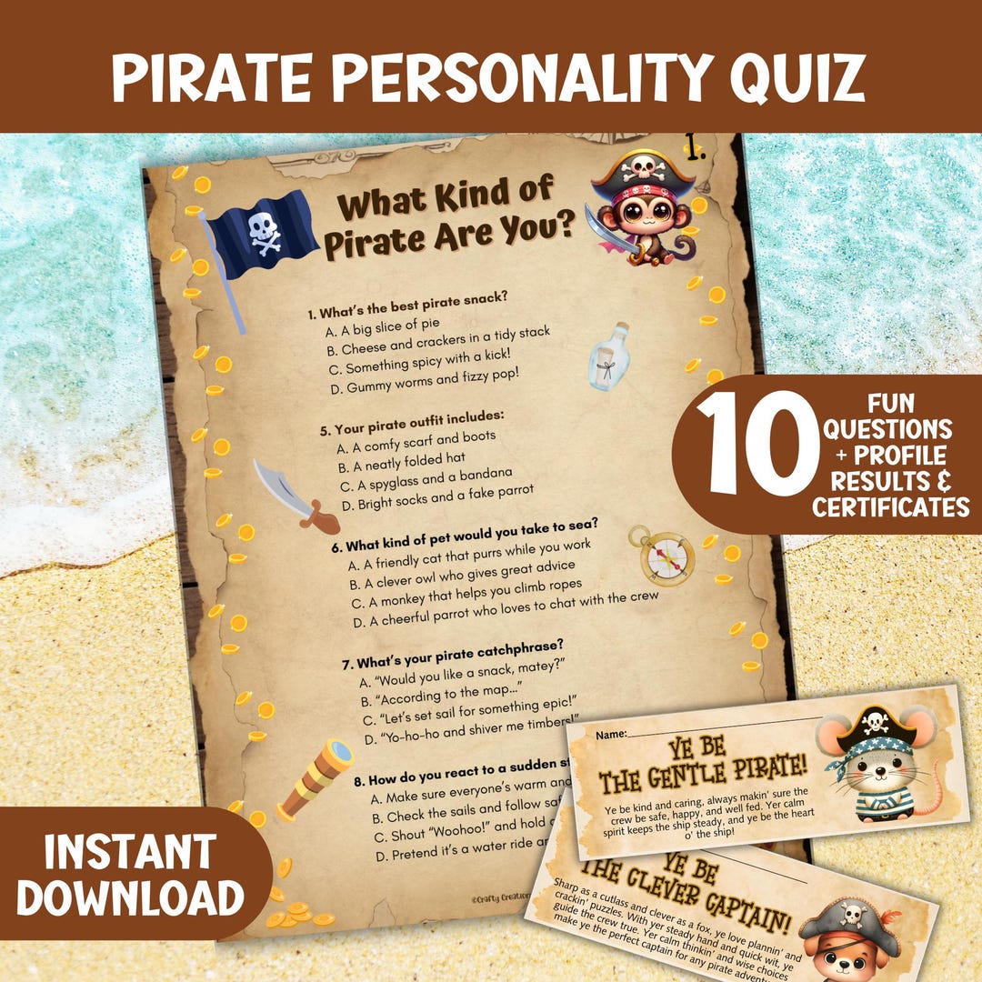 Pirates Quiz Game, Pirate Theme Party Icebreaker, Fun Sea Adventure ...