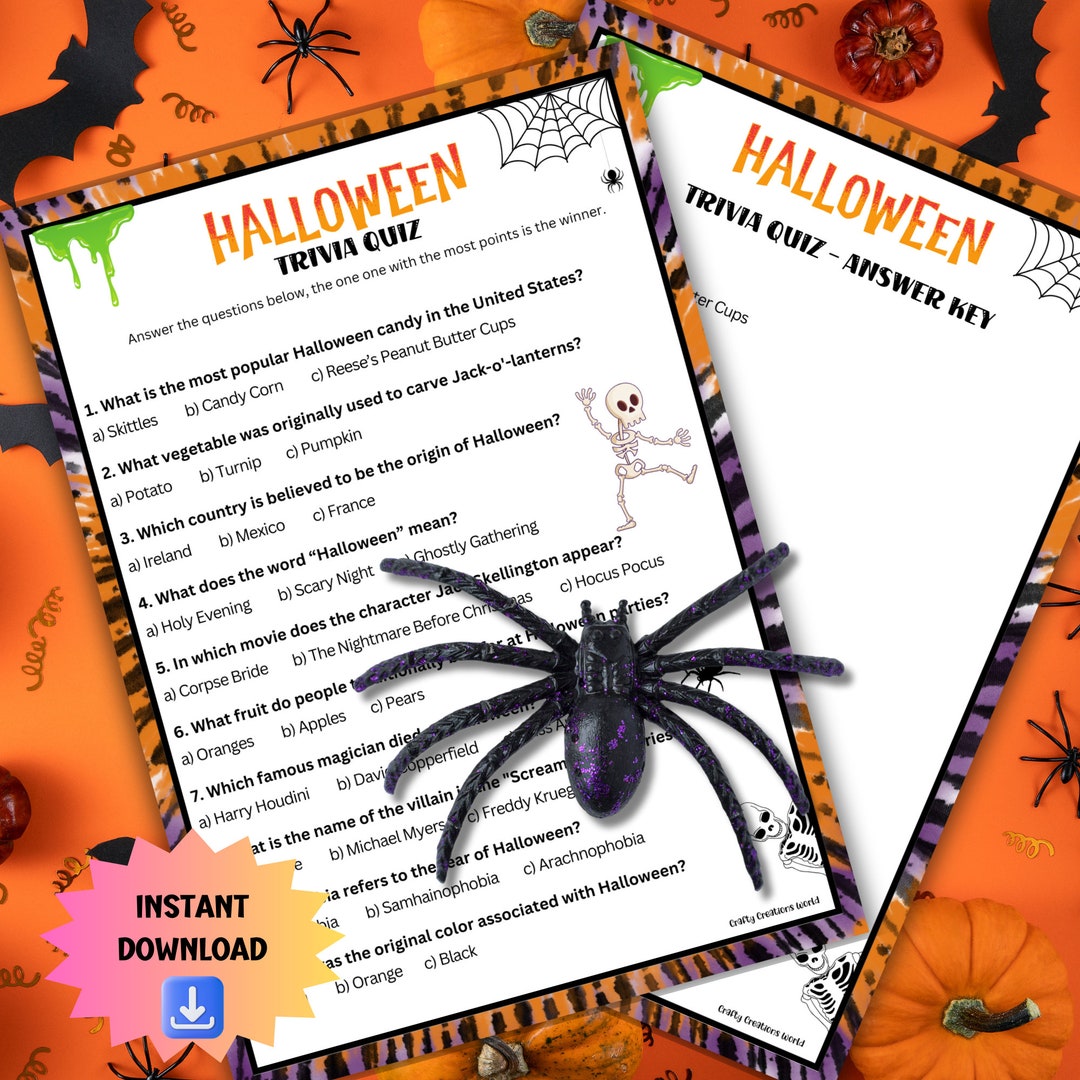 Halloween Trivia Quiz Party Game, Fun Family Activity, Office Ice ...