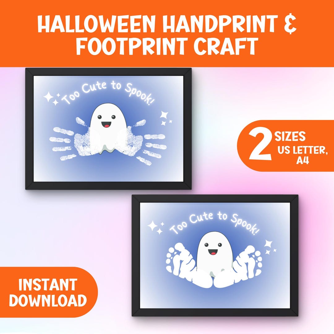 Halloween Handprint Footprint Craft, Too Cute to Spook Printable, Kids ...