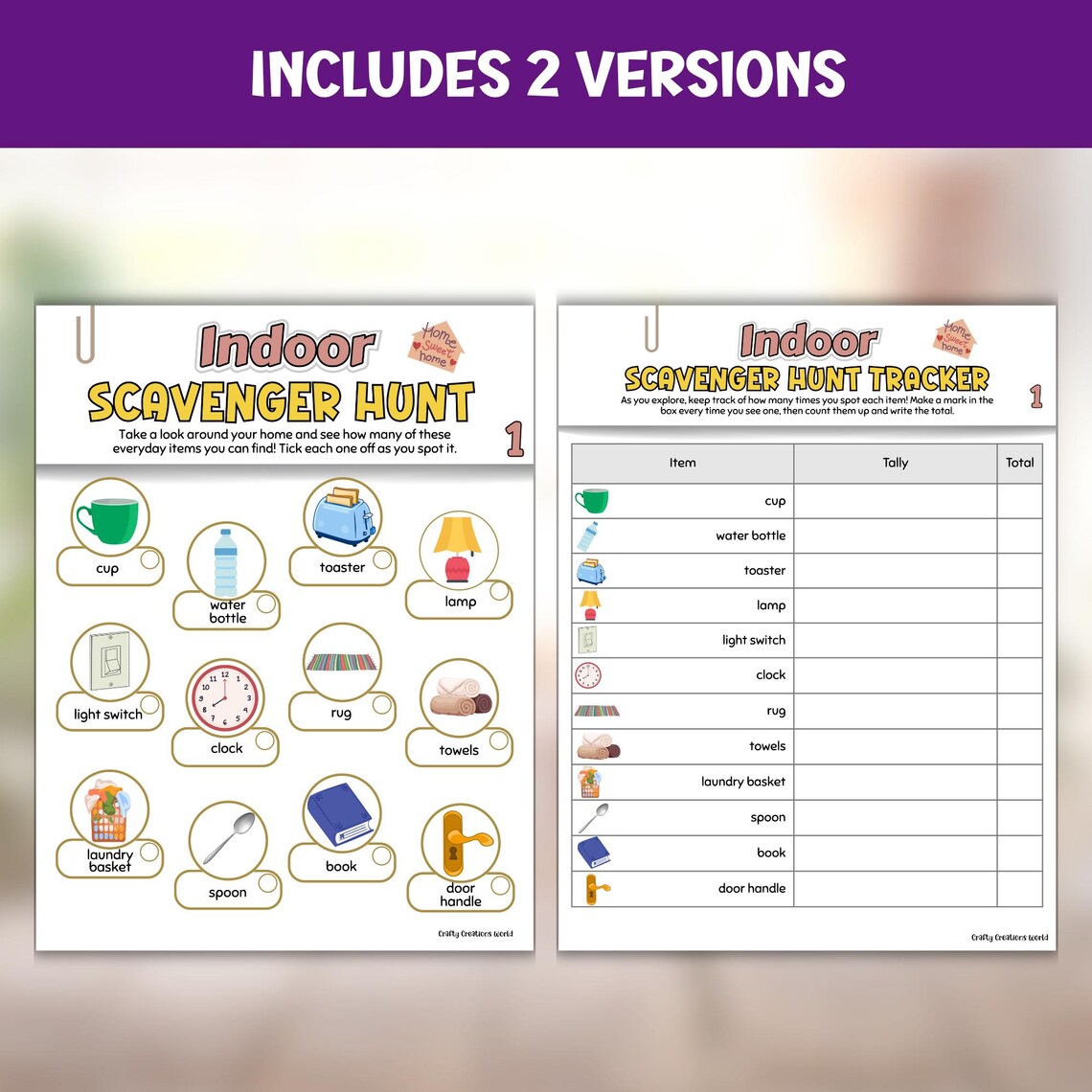 Indoor Scavenger Hunt Printable for Kids, Indoor Screen Free Game ...