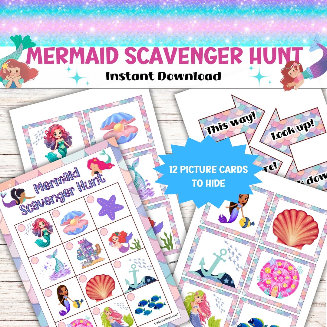 Mermaid Scavenger Hunt for Kids, Indoor or Outdoor Holiday Activity ...