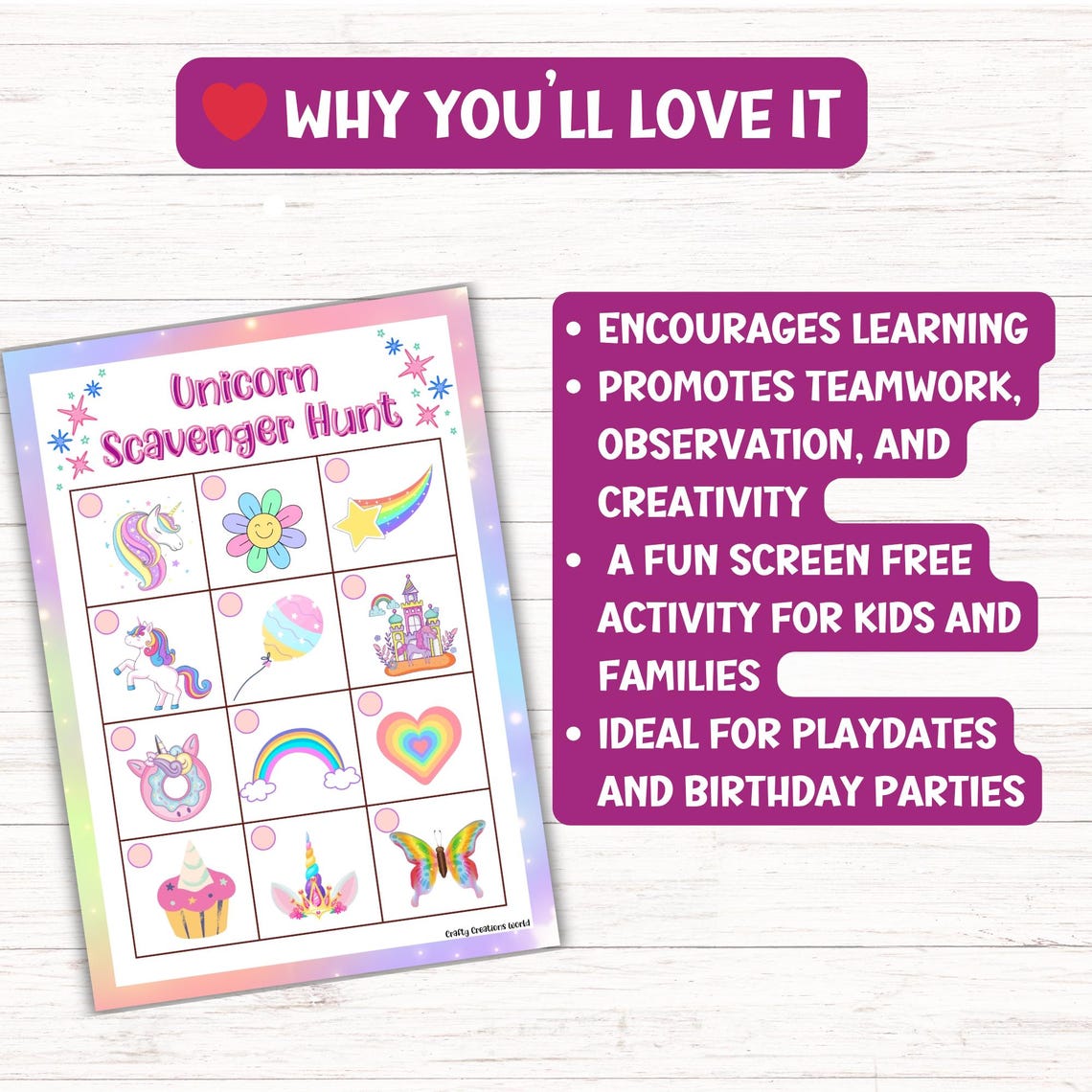 Unicorn Scavenger Hunt for Kids, Indoor or Outdoor Holiday Activity ...