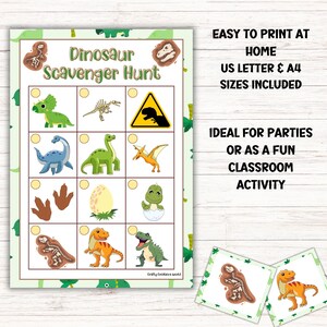 Dinosaur Scavenger Hunt for Kids, Indoor or Outdoor Holiday Activity ...