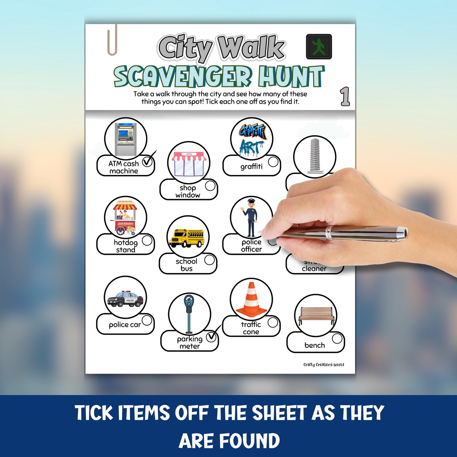City Walk Scavenger Hunt Printable for Kids, Urban Adventure Game ...