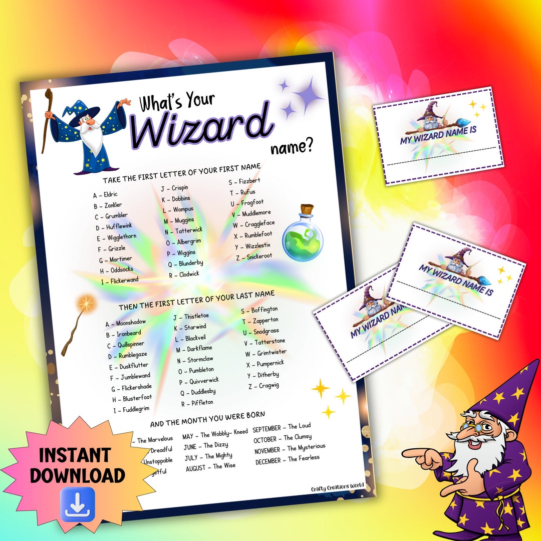 Whats Your Wizard Name Halloween Game, Fun Name Generator Activity ...