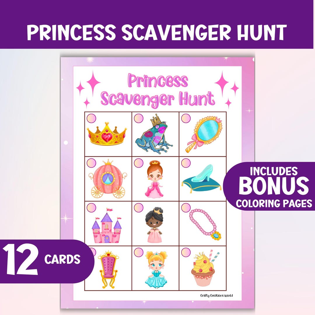 Princess Scavenger Hunt for Kids, Indoor or Outdoor Holiday Activity ...