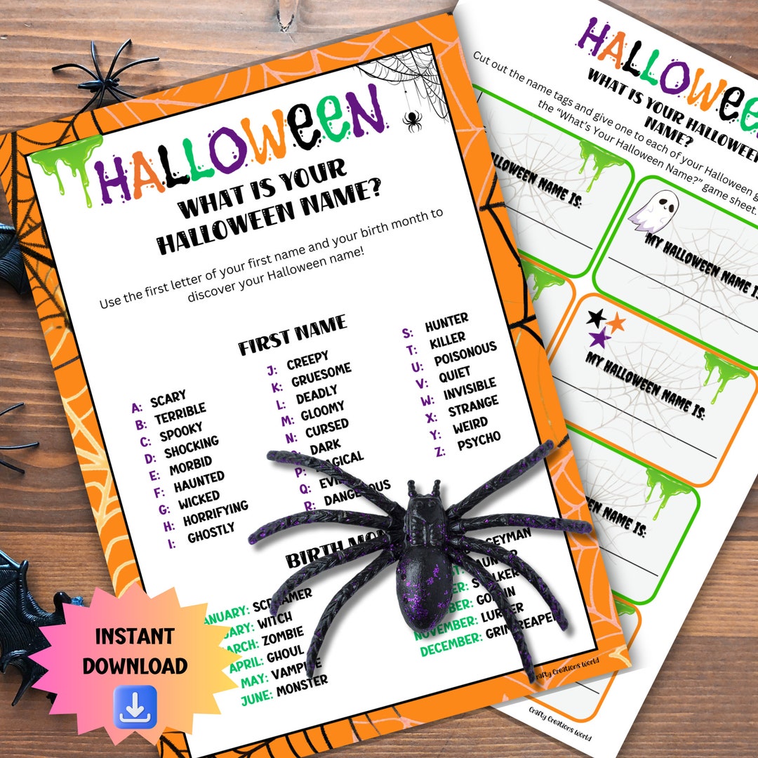 What's Your Halloween Name Party Game, Fun Family Activity, Social ...