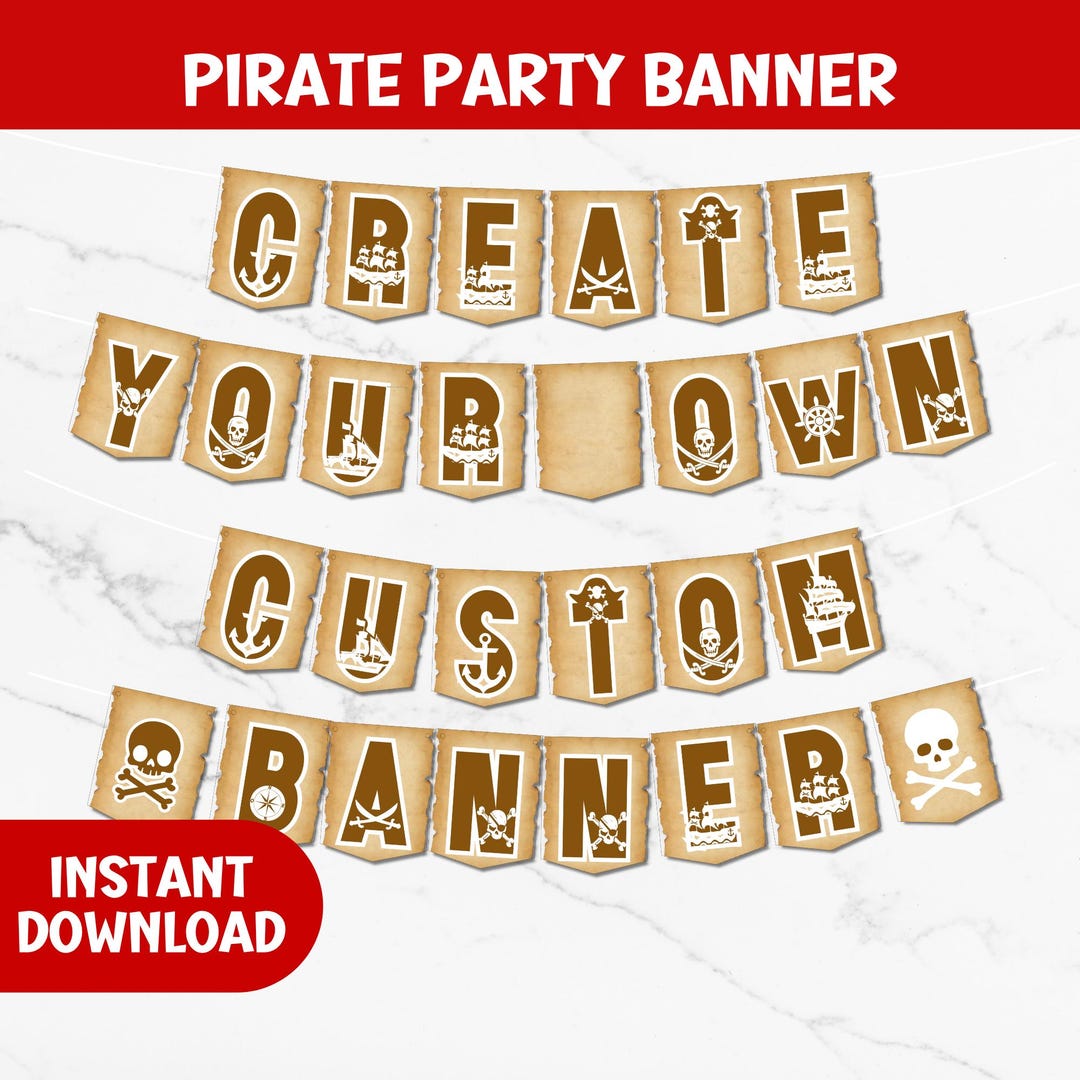 Pirate Theme Party Banner, Kids Event Alphabet Bunting, Custom ...