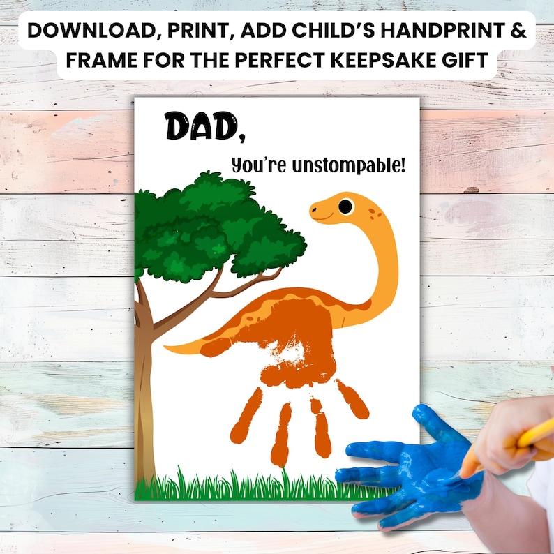 Fathers Day Gift, Dinosaur Handprint Art Kit, DIY Printable for Kids ...