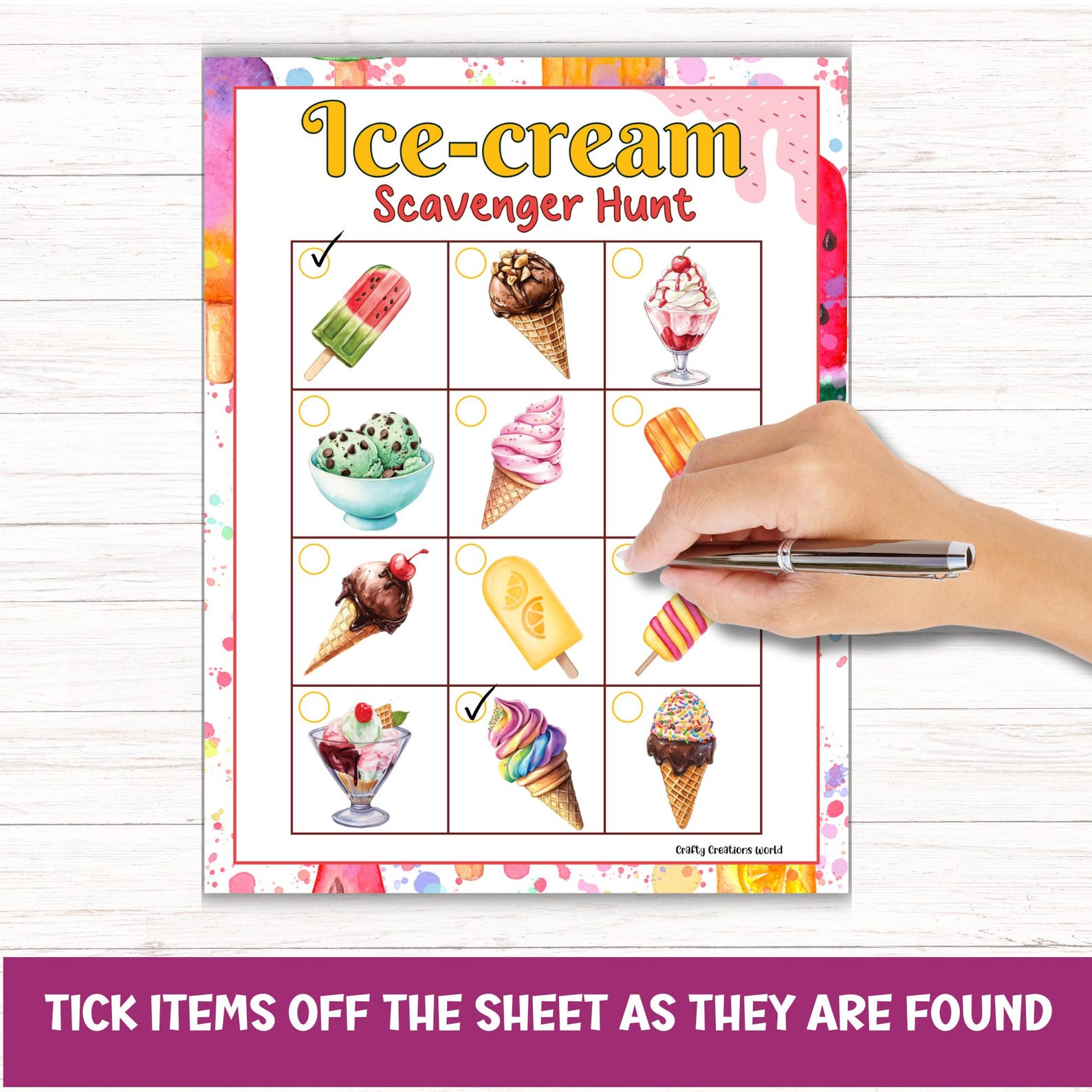 Printable Ice Cream Scavenger Hunt, Kids Summer Party Game, Fun ...