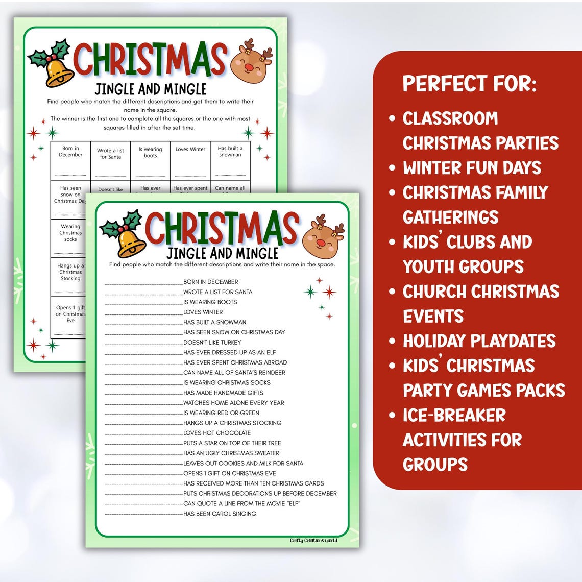 Christmas Party Game, Jingle and Mingle, Find Someone Who, Ice-breaker ...