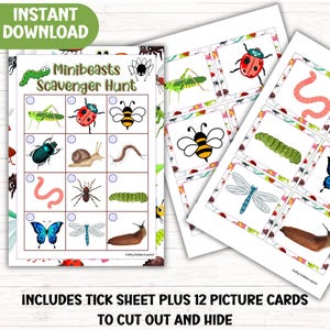 Minibeasts Scavenger Hunt for Kids, Indoor or Outdoor Creatures Search ...