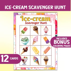 Printable Ice Cream Scavenger Hunt, Kids Summer Party Game, Fun ...