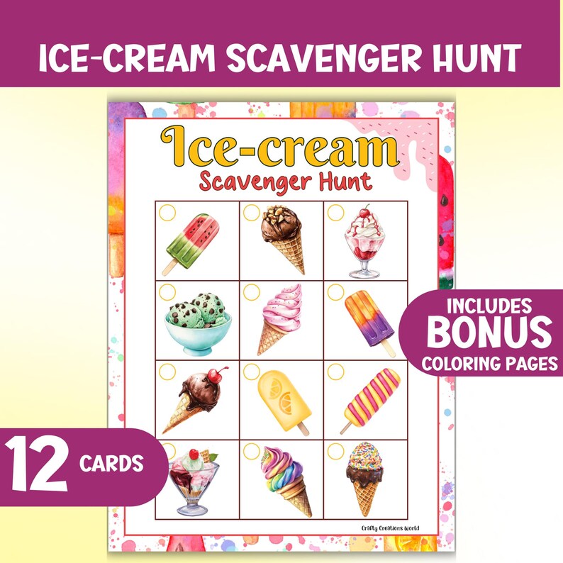Printable Ice Cream Scavenger Hunt, Kids Summer Party Game, Fun ...