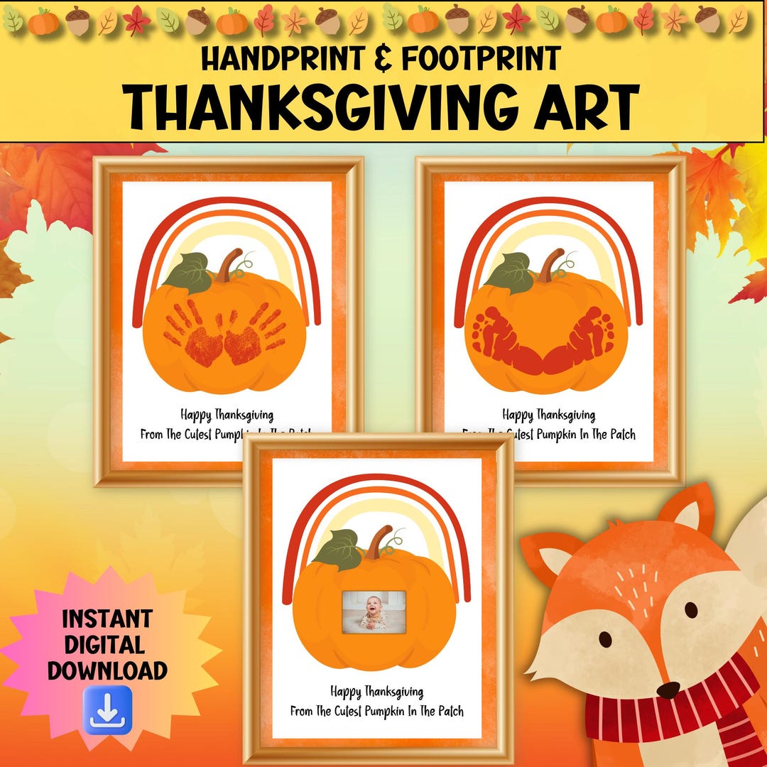 Thanksgiving Footprint Handprint Art Keepsake Gift, Baby's First ...